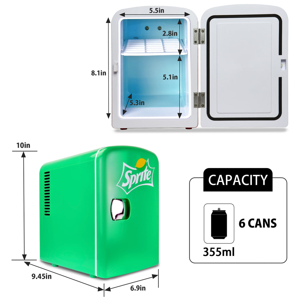 Coca Cola Sprite Mini Fridge | 6 Can | Cooler and Warmer